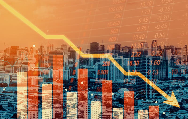 Declining Graphs and Digital Indicators Overlap Modernistic City ...