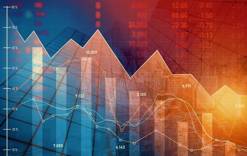 Declining Graphs and Digital Indicators Overlap Modernistic City ...