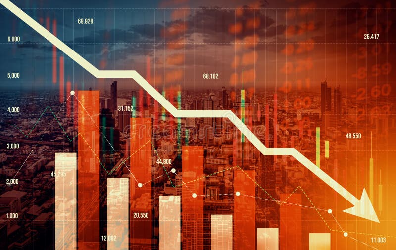 Declining Graphs and Digital Indicators Overlap Modernistic City ...