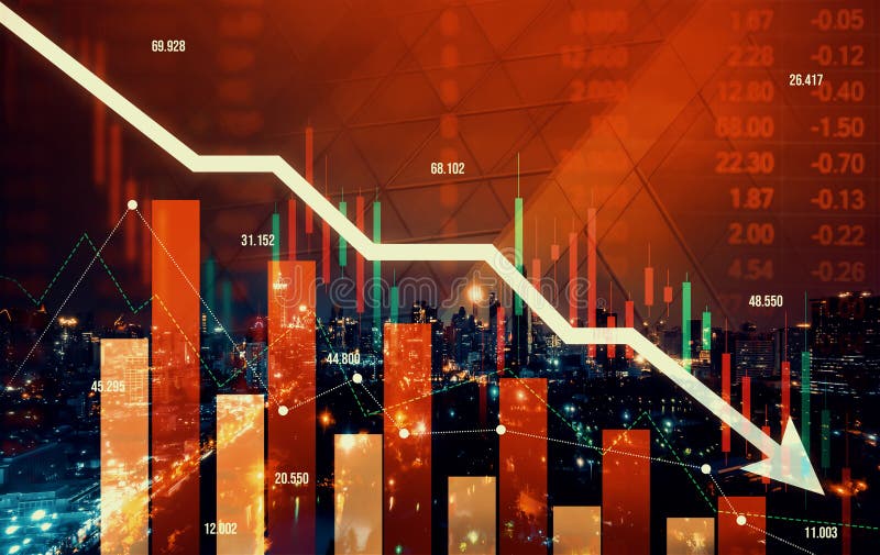 Declining Graphs and Digital Indicators Overlap Modernistic City ...