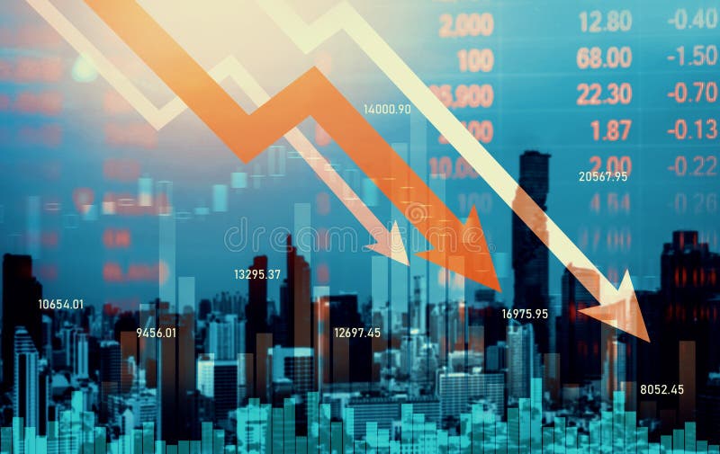 Declining Graphs and Digital Indicators Overlap Modernistic City ...