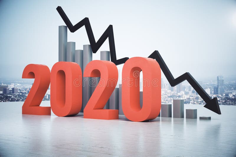 Declining Gray Chart and Falling Black Arrow Stock Illustration ...