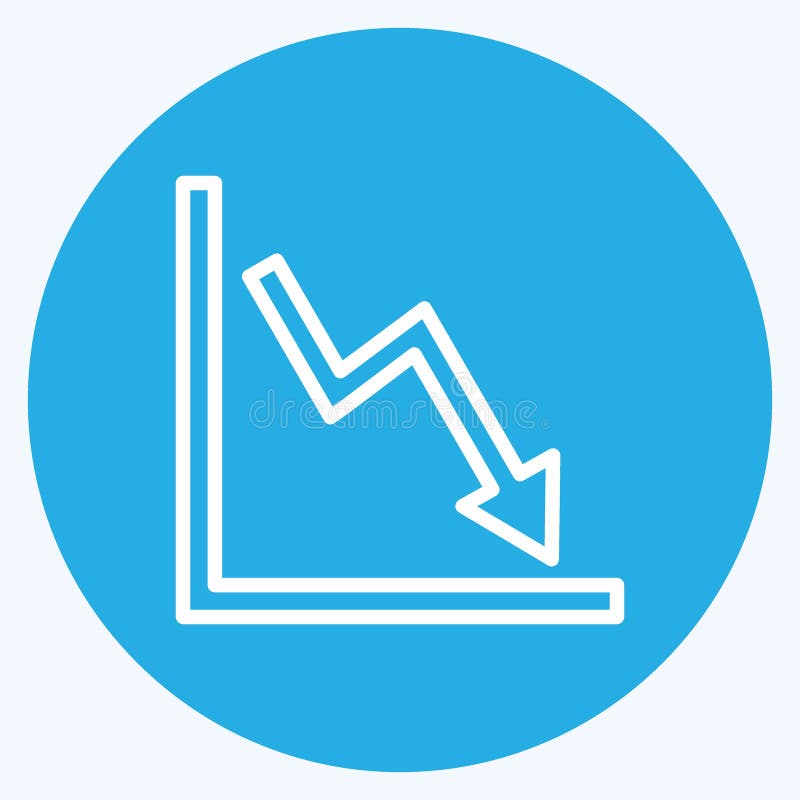 Declining Line Graph Icon in Trendy Blue Eyes Style Isolated on Soft ...