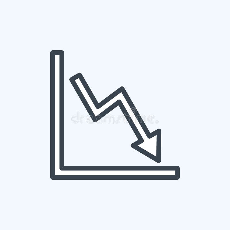 Declining Line Graph Icon in Trendy Line Style Isolated on Soft Blue ...