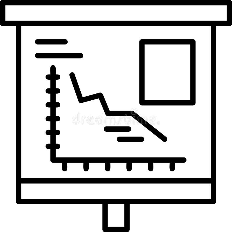 Declining Line Graph Outline Vector Icon Stock Vector - Illustration of ...