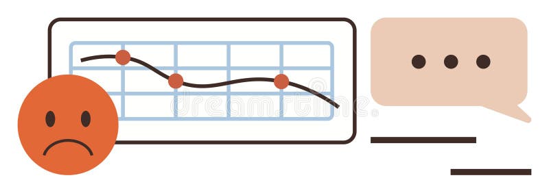 Declining Trend Analysis with Sad Emotion Icon and Comment Bubble Stock ...