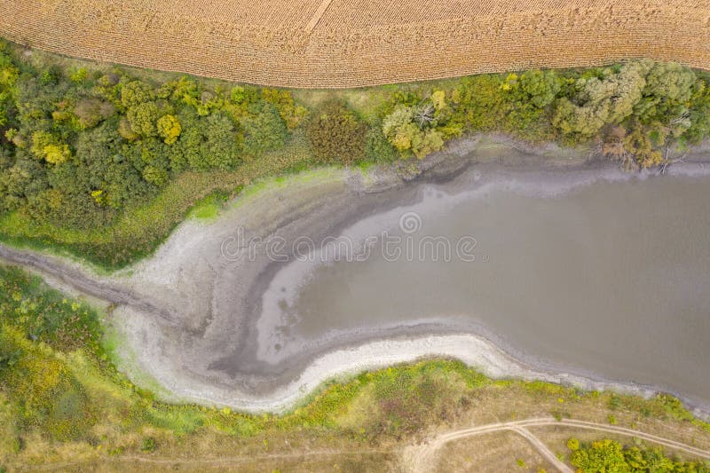 Declining Water Levels in Freshwater Due To Global Warming. Stock Image ...