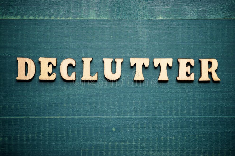 Declutter word view stock photo. Image of alphabet, retro - 177793516