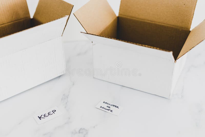 Decluttering Concept, Storage Boxes To Sort between Objects To Keep and ...