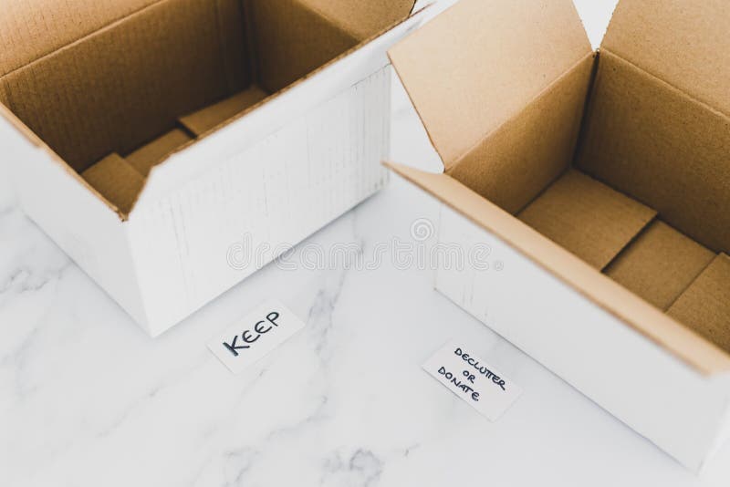 Decluttering Concept, Storage Boxes To Sort between Objects To Keep and ...