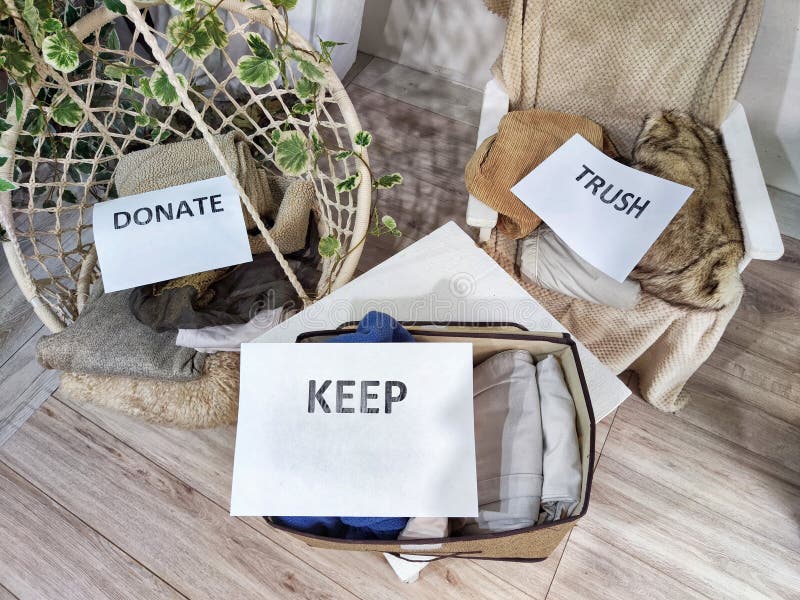 Decluttering Essentials Using the KonMari Method. Assorted Items Sorted ...