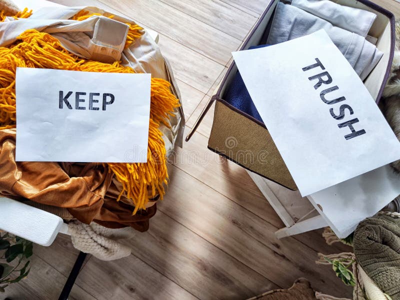 Decluttering Essentials Using the KonMari Method. Assorted Items Sorted ...