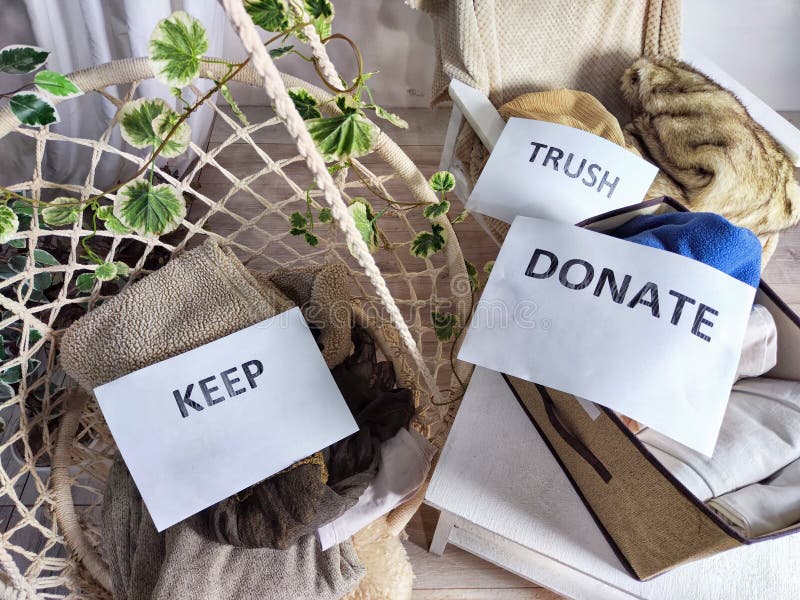 Decluttering Essentials Using the KonMari Method. Assorted Items Sorted ...