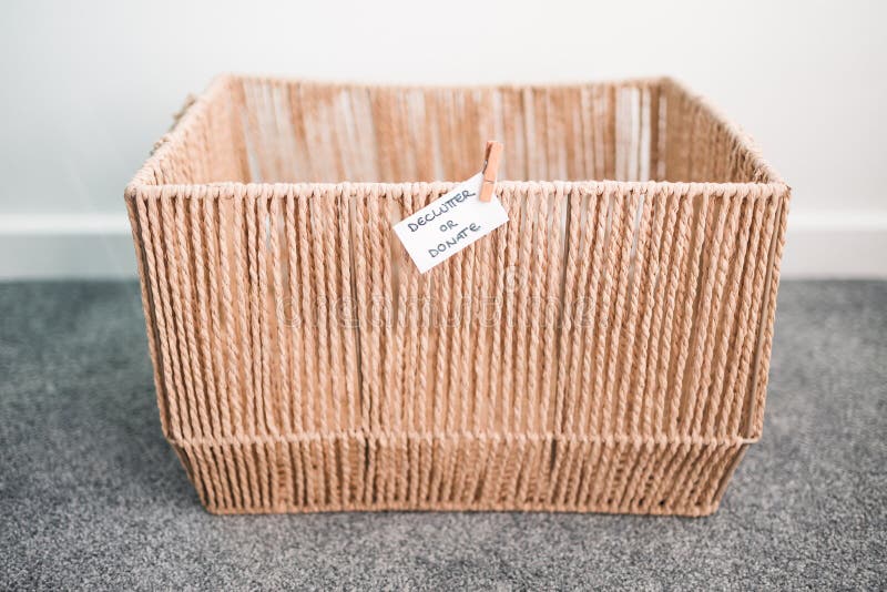 Decluttering and Tidying Up Concept, Storage Basket with Declutter or ...