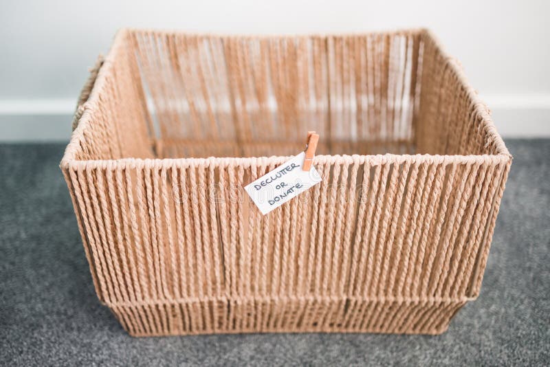 Decluttering and Tidying Up Concept, Storage Basket with Declutter or ...