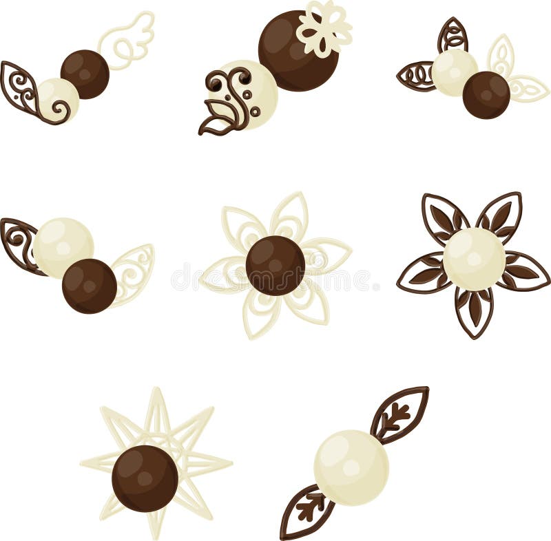 The Decoration Chocolate Truffles Icons Stock Vector - Illustration of ...