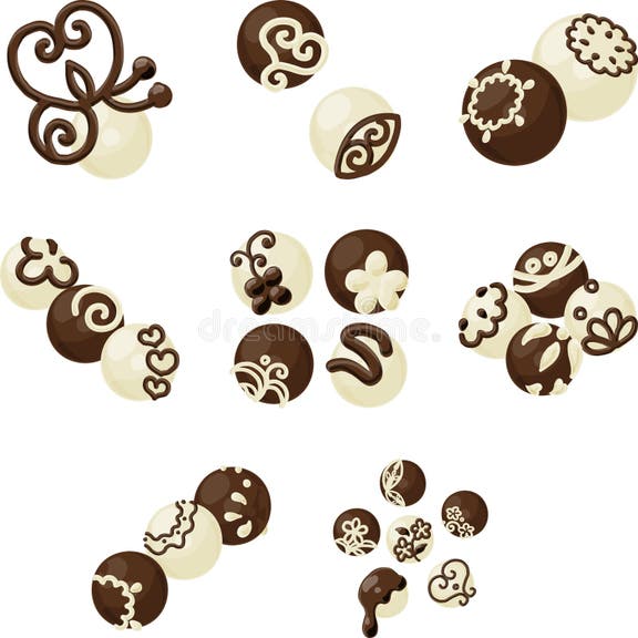 The Decoration Chocolate Truffles Icons Stock Vector - Illustration of ...