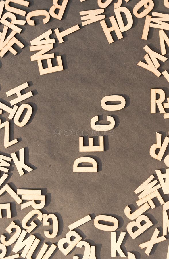Deco Word in Wooden Cube Alphabet Letters Top View on a Rustic Paper ...