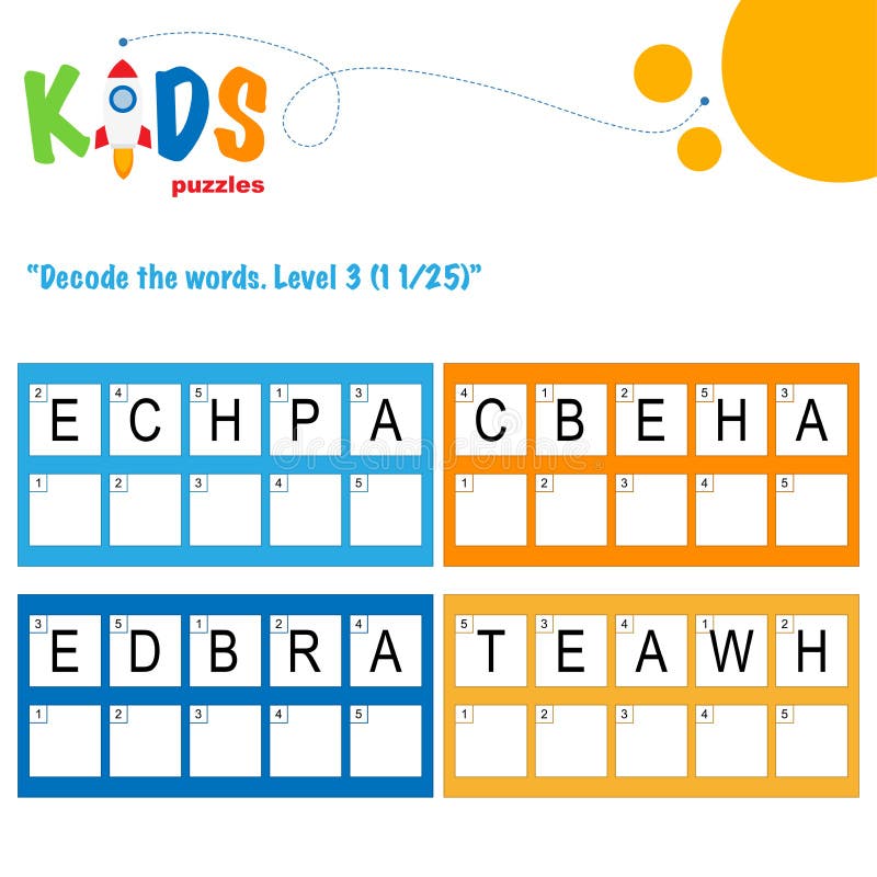 Decode the 5-letter Words. Fun Logic Puzzle Activity Sheet Stock Vector ...