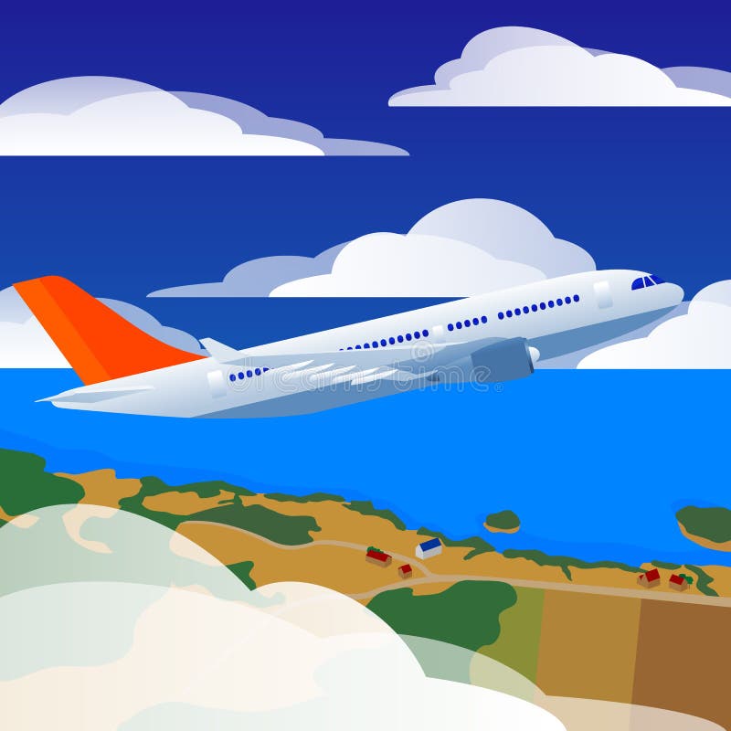 Aereo Di Decollo In Aeroporto Al Tramonto Illustrazione di Stock ...