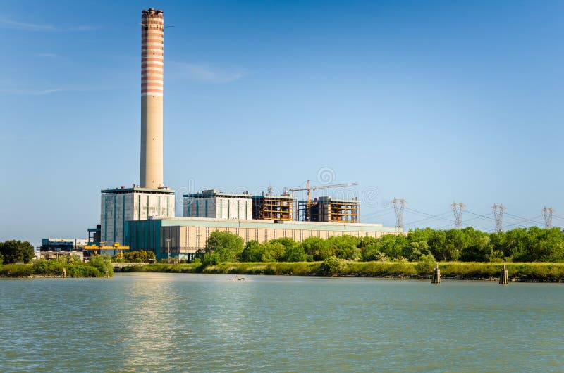 Decommissioned Power Plant and Blue Sky Stock Photo - Image of ...