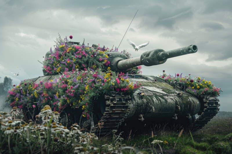 A Decommissioned Tank Covered in Colorful Flowers, a Unique and ...