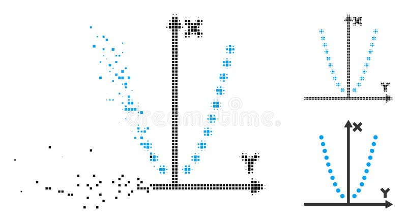 Decomposed Dotted Halftone Parabole Plot Icon Stock Vector ...