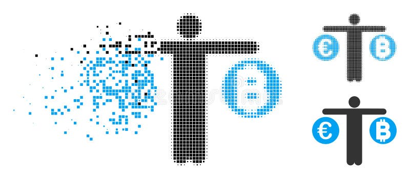 Decomposed Dotted Halftone Person Compare Bitcoin and Euro Icon Stock ... Decomposed Dotted Halftone Person Compare Bitcoin and Euro Icon Stock ...