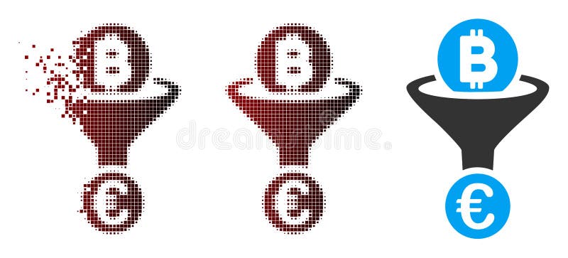 Decomposed Pixel Halftone Bitcoin Euro Conversion Funnel Icon Stock ... Decomposed Pixel Halftone Bitcoin Euro Conversion Funnel Icon Stock ...