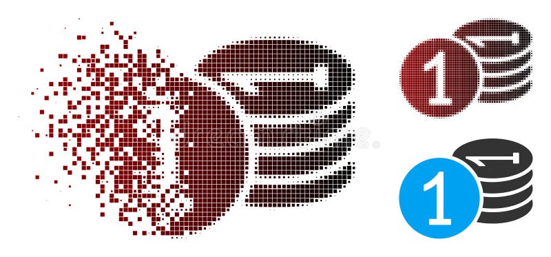 Decomposed Pixel Halftone Coins Icon Stock Vector - Illustration of ...