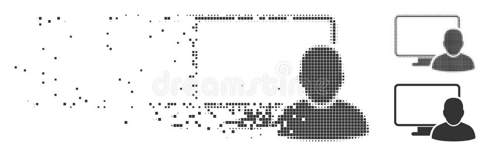 Decomposed Pixel Halftone Computer User Icon Stock Vector ...