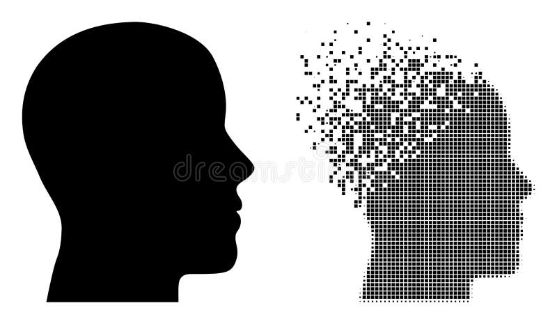 Dispersed Dot Man Profile Icon with Halftone Version Stock Vector ...