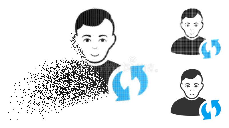 Decomposed Pixelated Halftone User Update Icon with Face Stock Vector ...