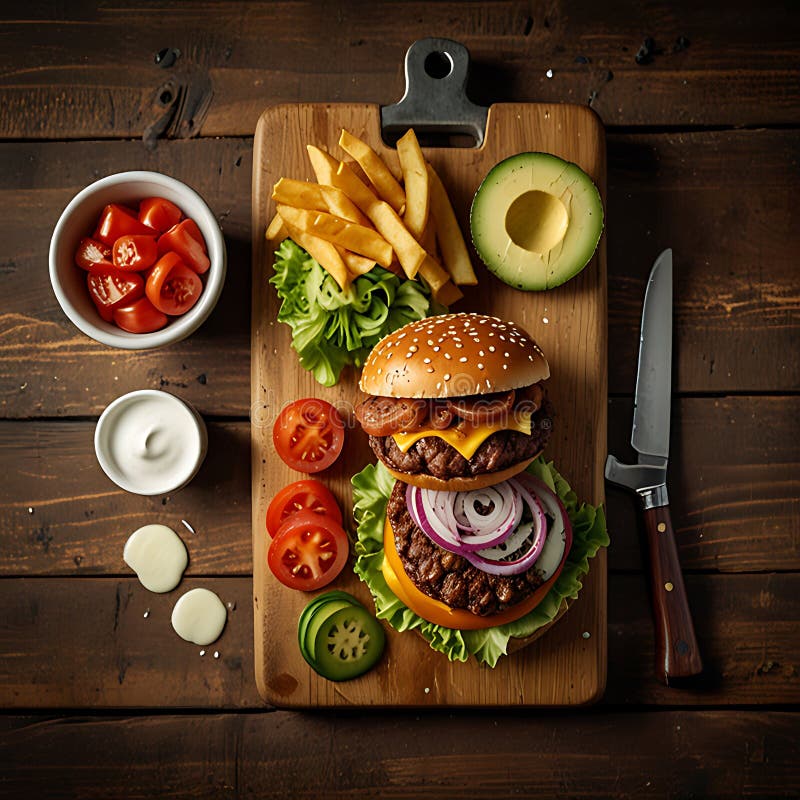 Deconstructed Burger with All Ingredients Stock Illustration ...