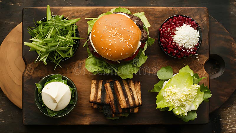 Deconstructed Burger with All Ingredient Stock Illustration ...