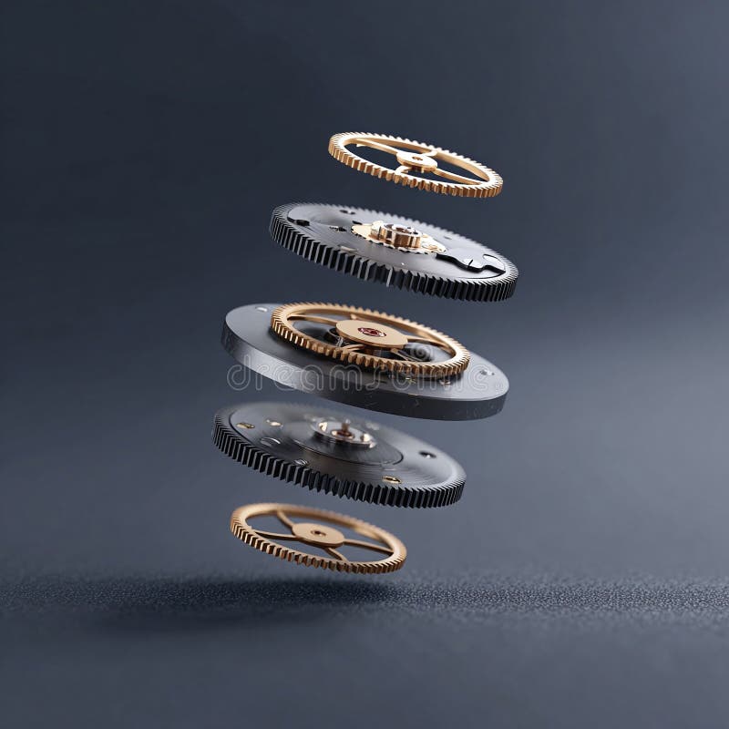 Deconstructed Clockwork. Floating Gears, Intricate Mechanism Stock ...