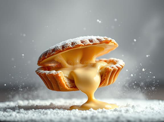 Deconstructed Custard Tart with Powdered Sugar Explosion Ai Generated ...