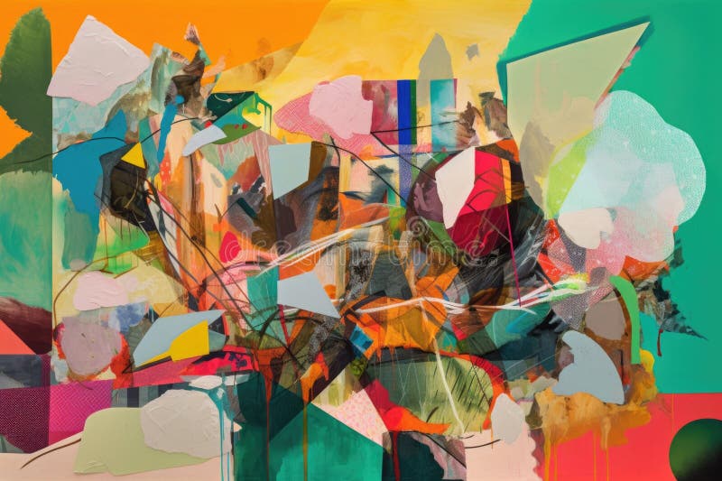 Deconstructed and Fragmented Shapes in Abstract Artwork, with Vibrant ...