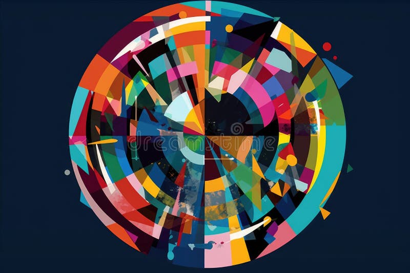 Deconstructed and Fragmented Shapes Arranged in Circle, with Vibrant ...