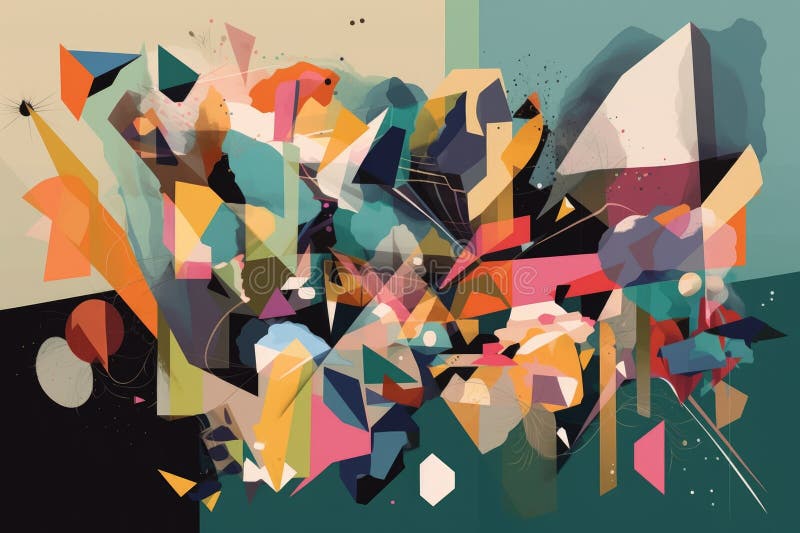 Deconstructed and Fragmented Shapes Forming Abstract Composition of ...