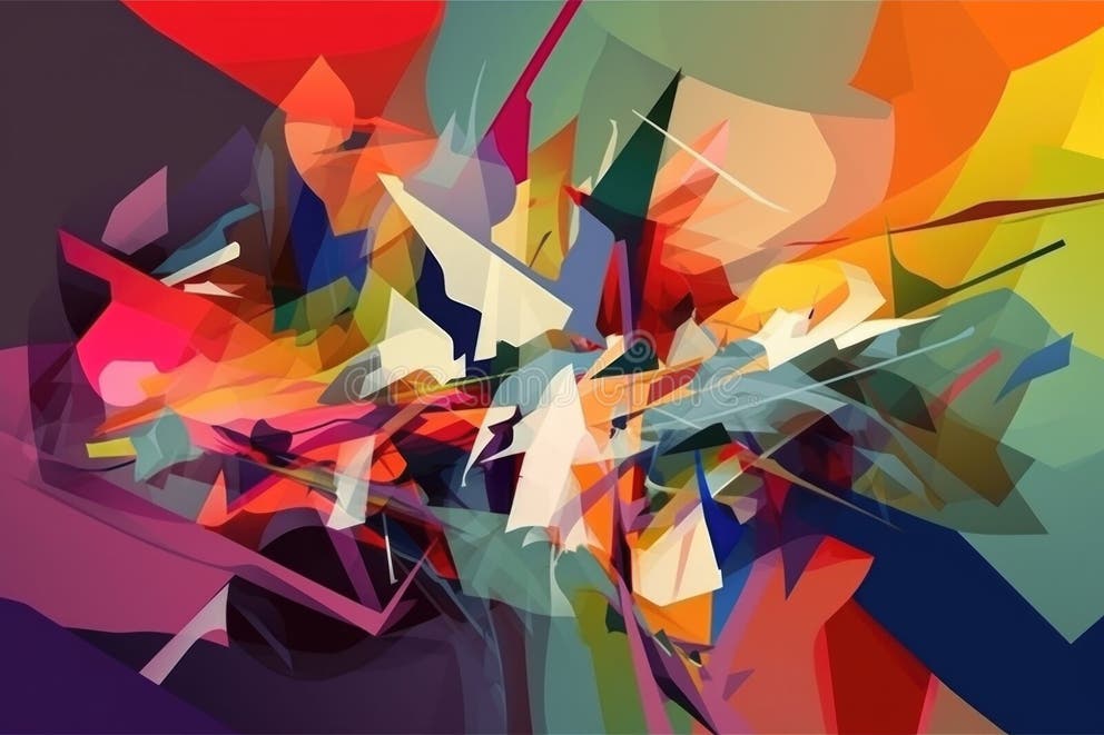 Deconstructed and Fragmented Shapes Forming Abstract Composition of ...