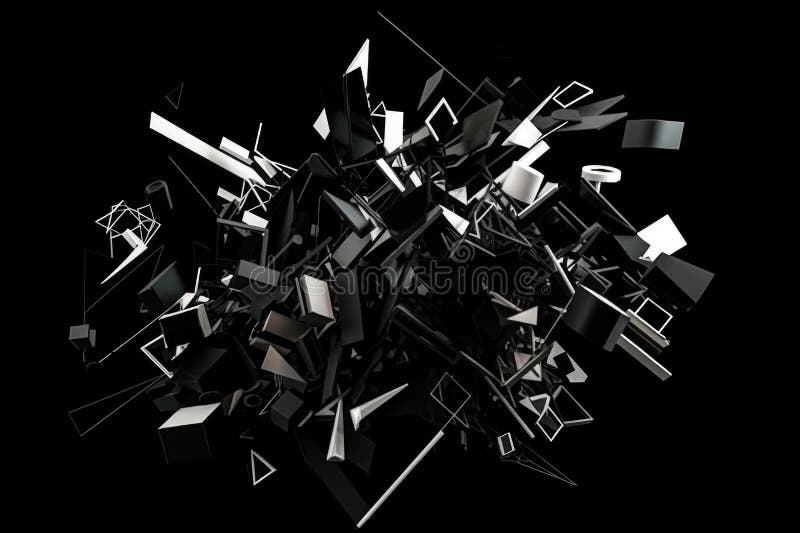 Deconstructed and Fragmented Shapes on Minimalistic White Background ...