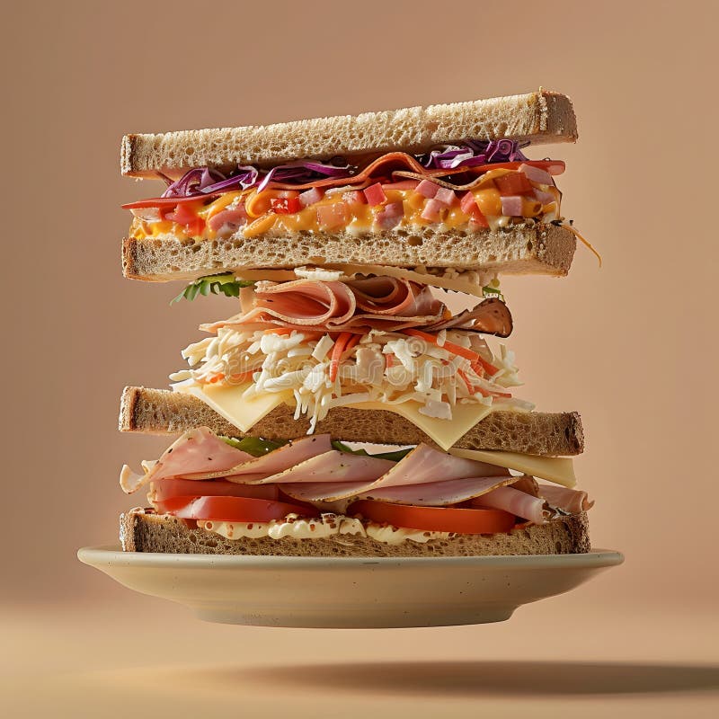 A Deconstructed Plain Whitebread Sandwich Floating Midair in a Uniform ...