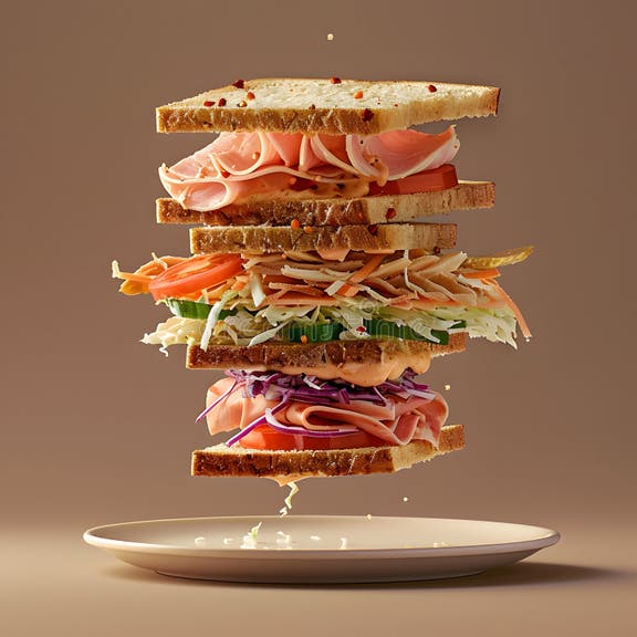 A Deconstructed Plain Whitebread Sandwich Floating Midair in a Uniform ...