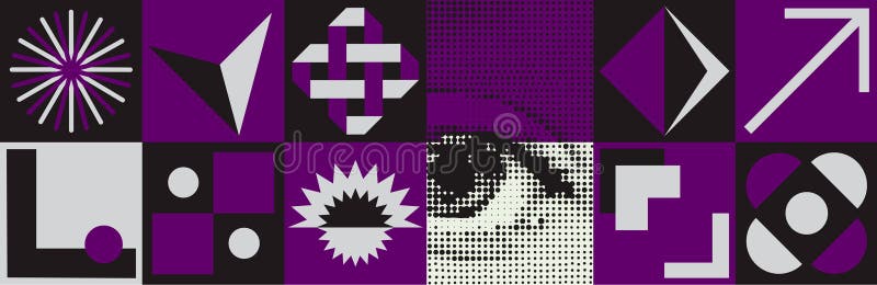 Deconstructed Postmodern Illustrations Feature Vector Abstract Symbols ...