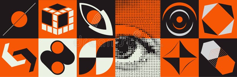 Deconstructed Postmodern Illustrations Feature Vector Abstract Symbols ...