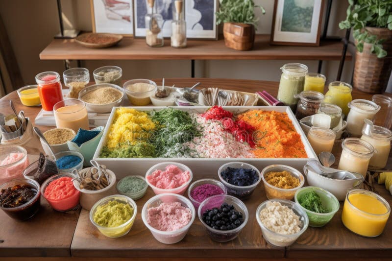 Deconstructed Recipe Ingredients Arranged in a Messy and Colorful ...