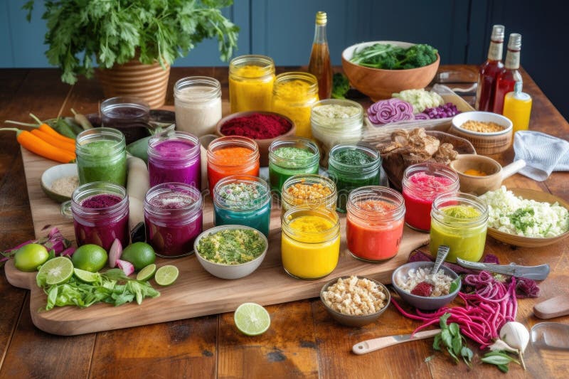 Deconstructed Recipe Ingredients Arranged in a Messy and Colorful ...