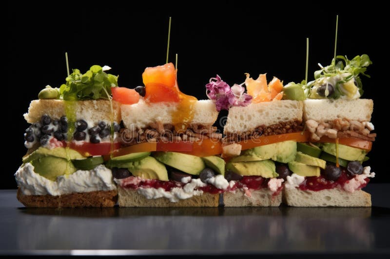 Deconstructed Sandwich with Ingredients in a Row Stock Illustration ...