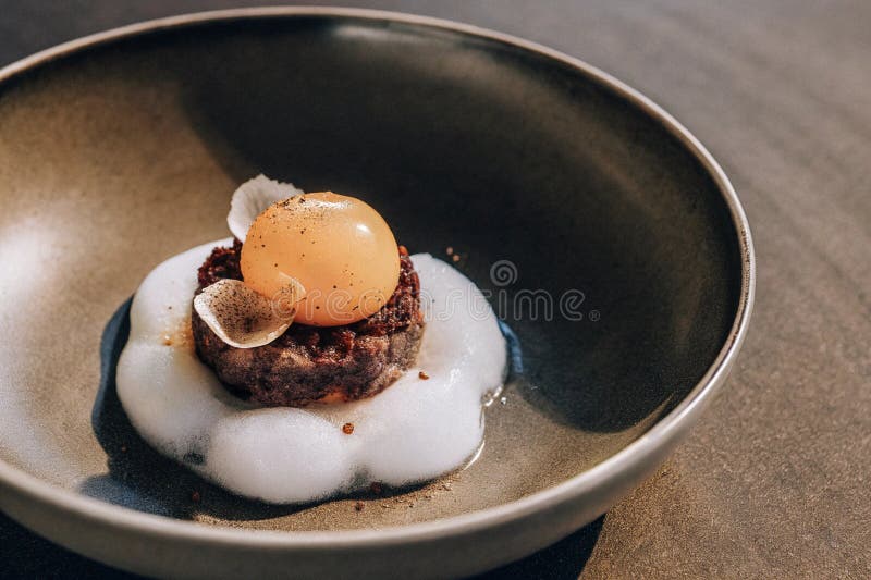 Deconstructed Steak Eggs Sous Vide Egg Yolk Stock Illustration ...